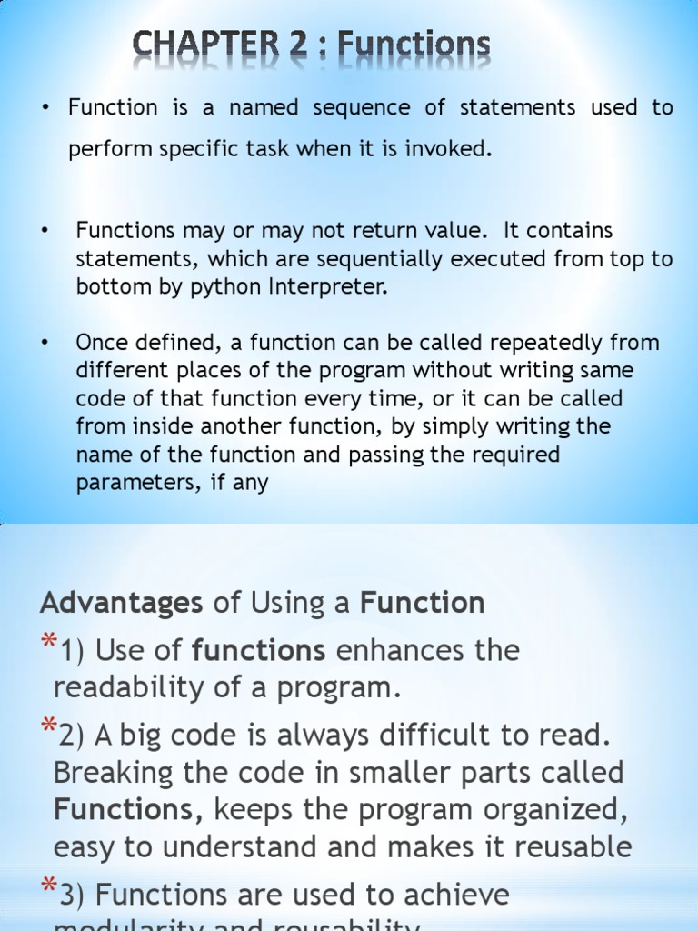Chapter-2 Function | PDF | Parameter (Computer Programming) | Subroutine Chapter-2 Function | PDF | Parameter (Computer Programming) | Subroutine
