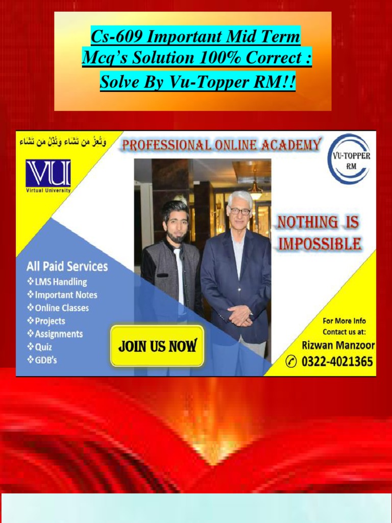 CS609 Midterm MCQ Solutions by Vu-Topper | PDF | Computer Hardware | System Software