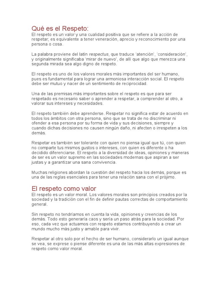El Valor del Respeto en la Sociedad | PDF | Democracia | Ideologías ...
