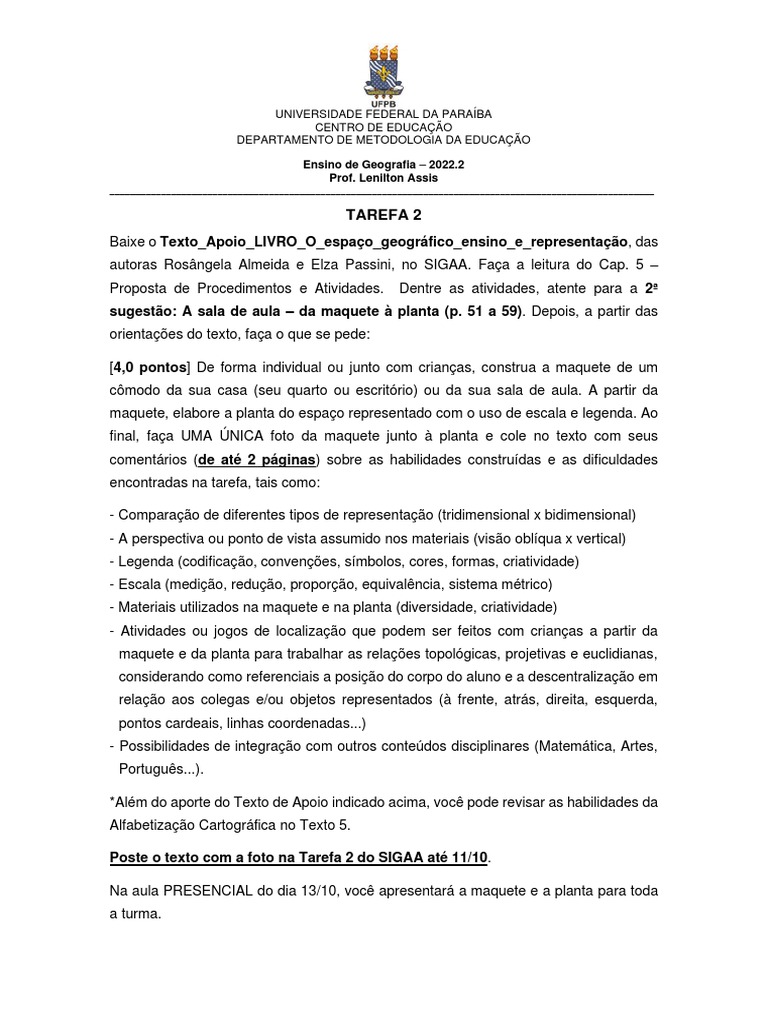 Tarefa2 Maquete Planta 22 | PDF | Geografia