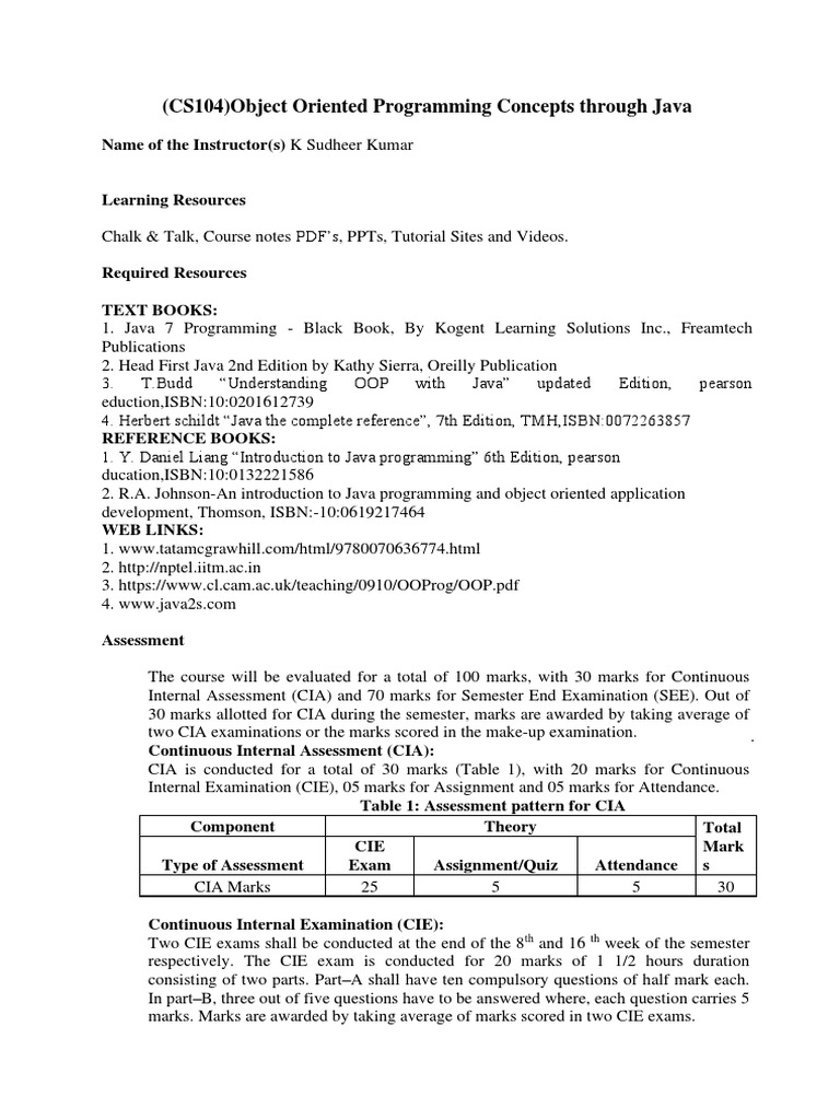 OOPC Course Plan 13 May | PDF | Java Virtual Machine | Java (Software ...