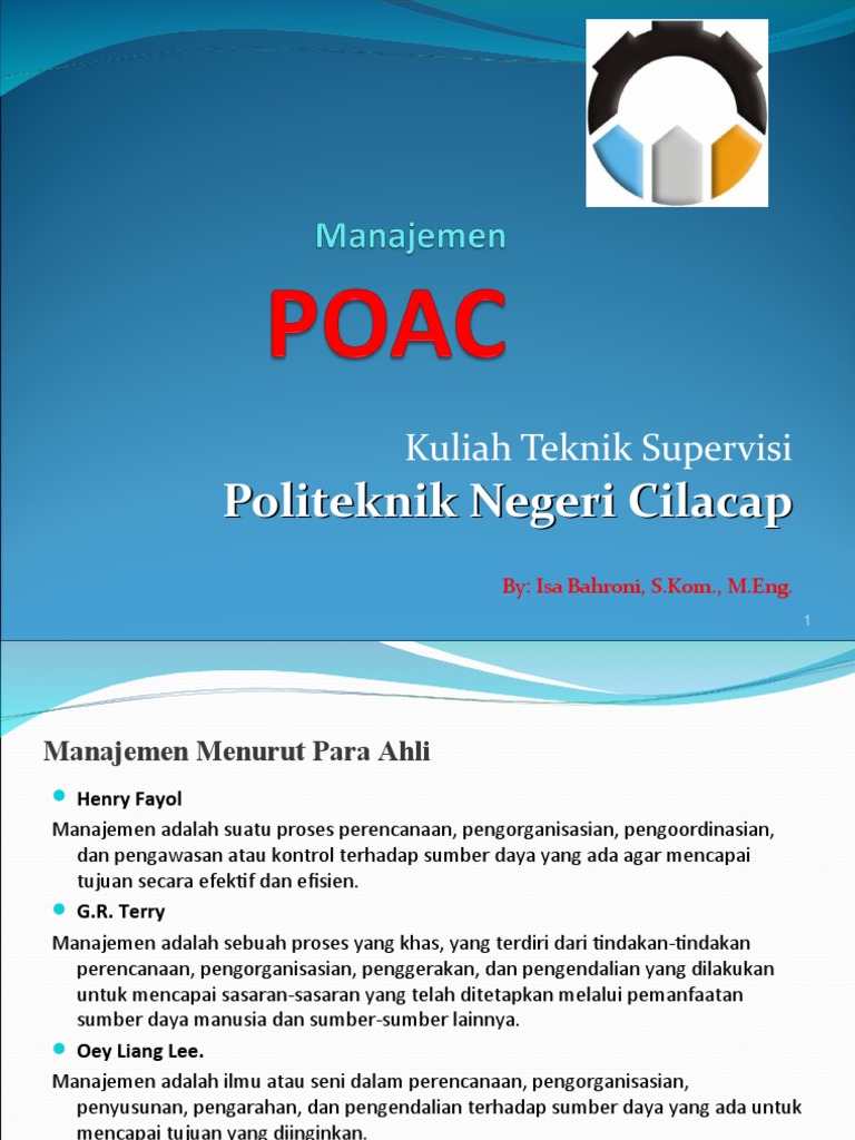 Slide 01 Manajemen POAC | PDF