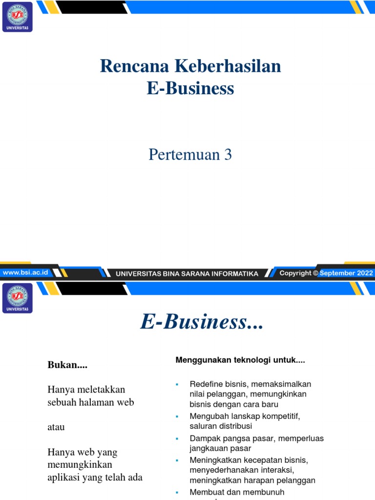 Rencana Keberhasilan E-Business: Pertemuan 3 | PDF