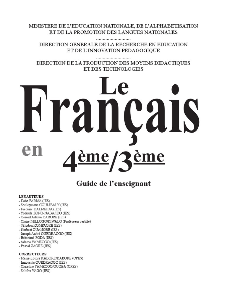 Guide Francais 4e 3e | PDF | Pédagogie | Méthode d'enseignement