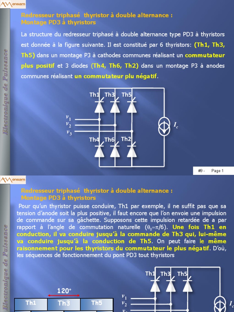 Redresseur Triphasé Thyristor À Double Alternance: Montage PD3 À ...