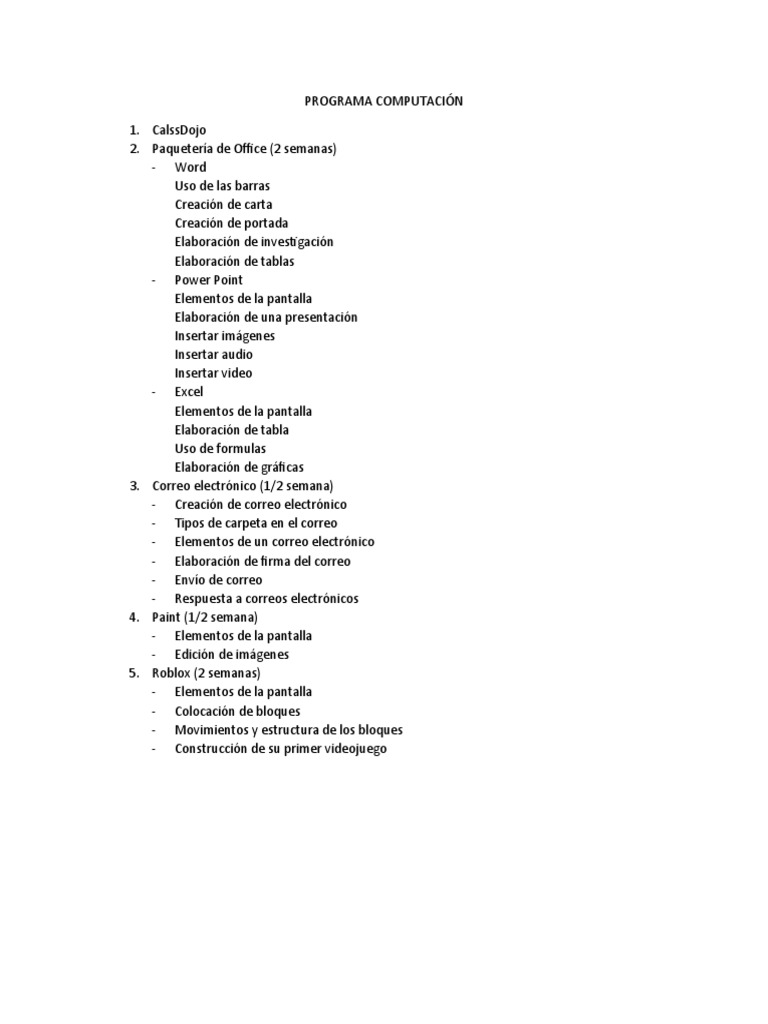 Programa Computación | PDF