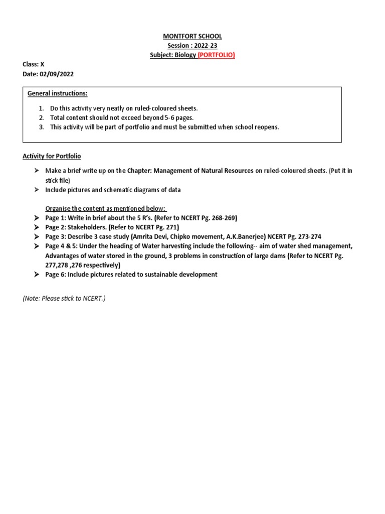 Portfolio Class X | PDF