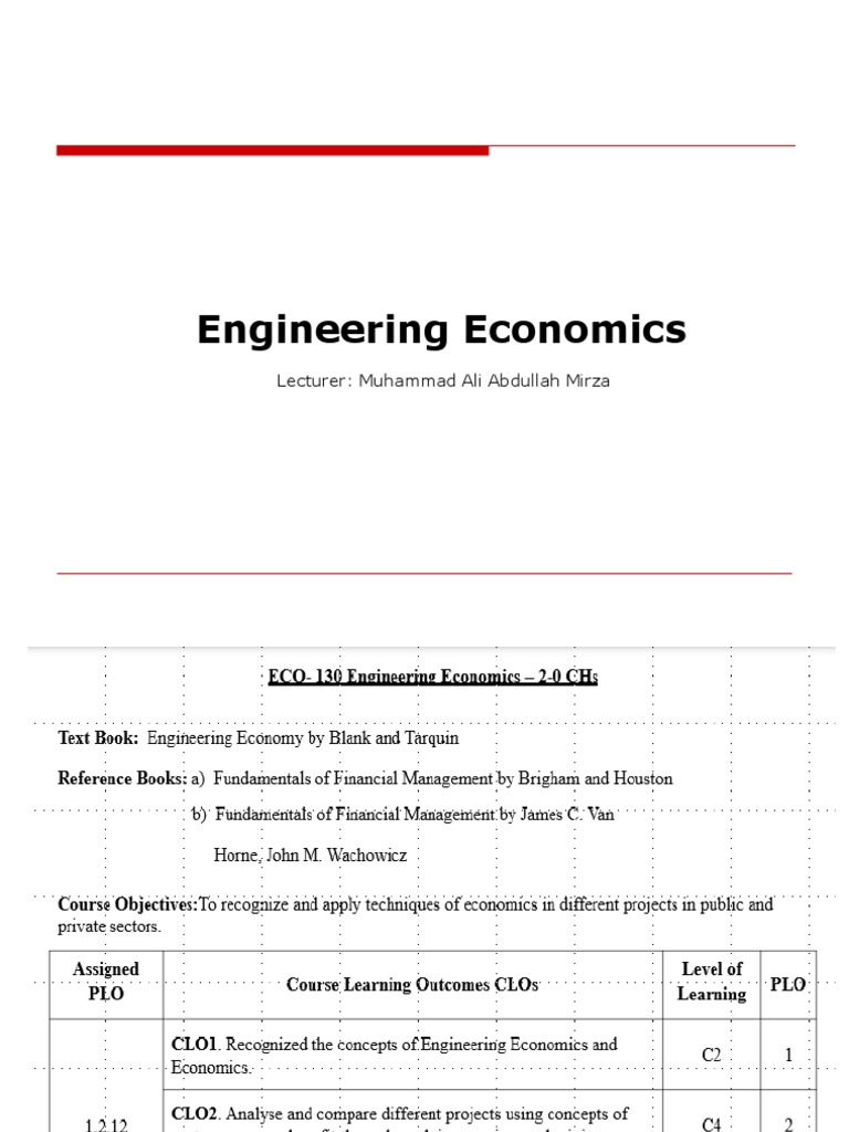 Engineering Economics Lect 1 | PDF | Economics | Engineering
