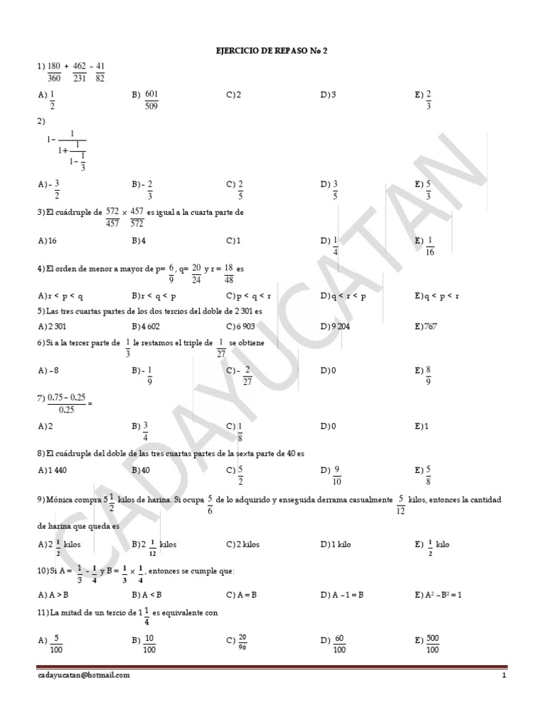 Repaso de operaciones básicas de matemáticas | PDF | Industria química | Fases de la materia