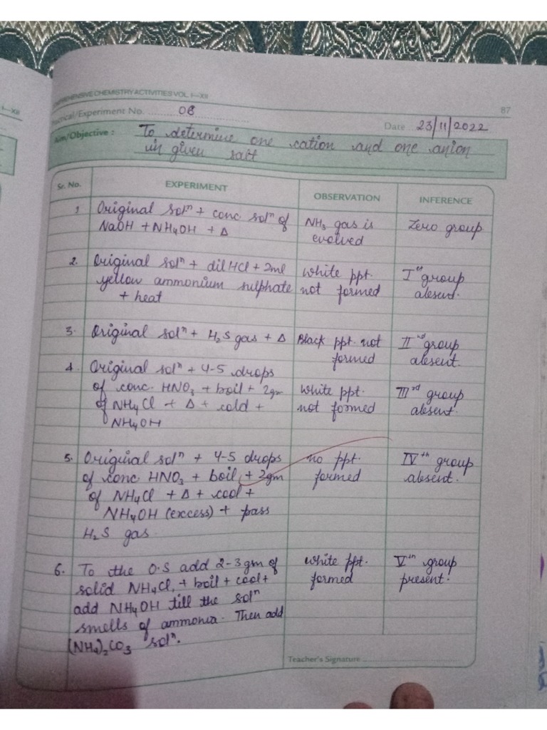 Chemistry Practical Work Group V | PDF