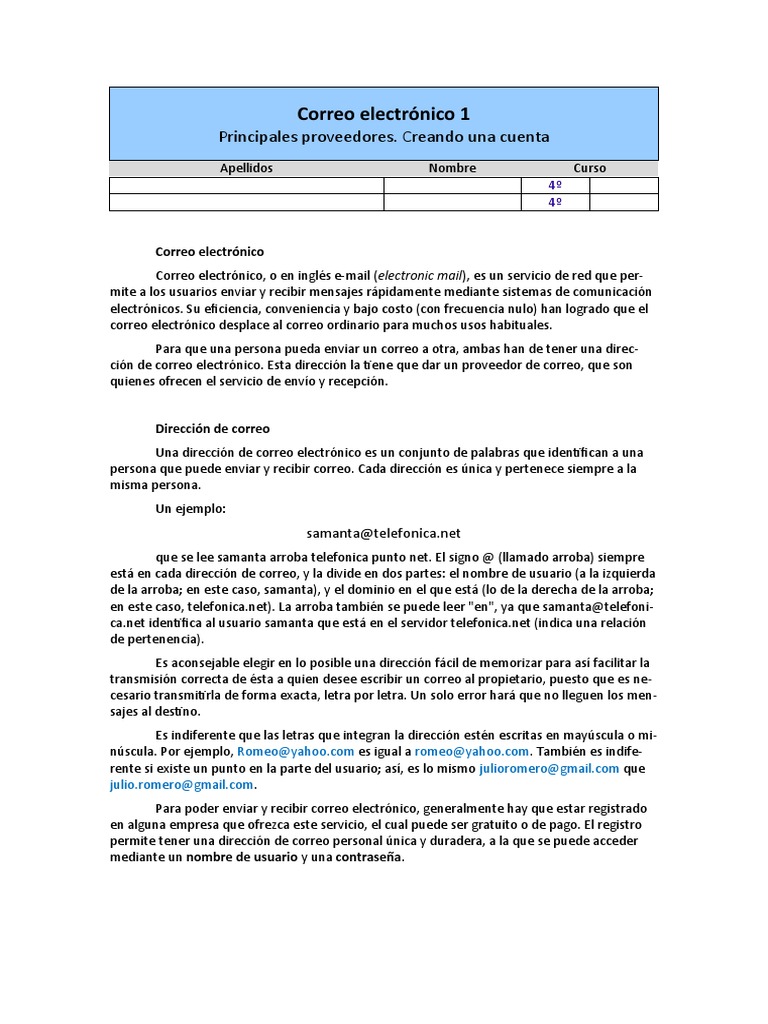 Correo Ejer 01 | PDF | ciberespacio | Internet