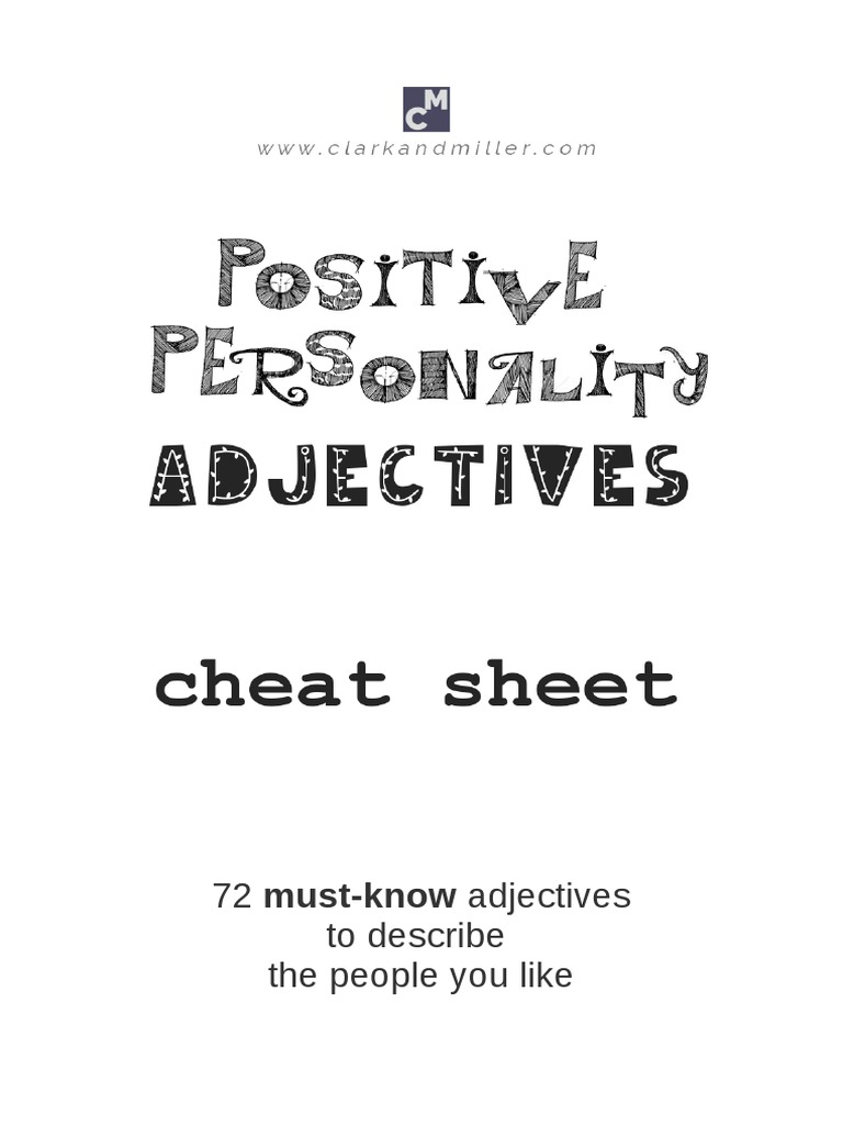 Positive Personality Adjectives Cheat Sheet | PDF | Grammar | Linguistics