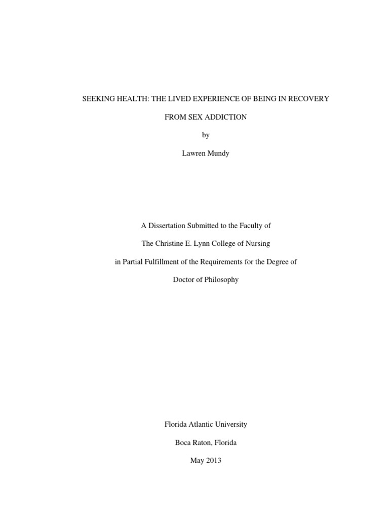 Seeking Health - The Lived Experience of Being in Recovery | PDF | Sexual Addiction | Health Care