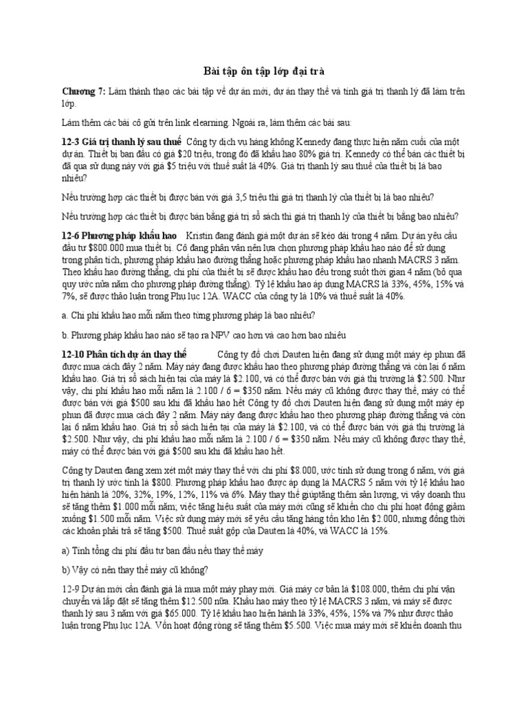 BT On Tap Lop Dai Tra | PDF