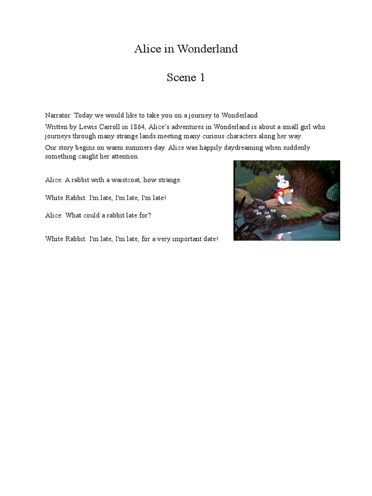 Alice in Wonderland Play Script | PDF | Alice (Alice's Adventures In ...
