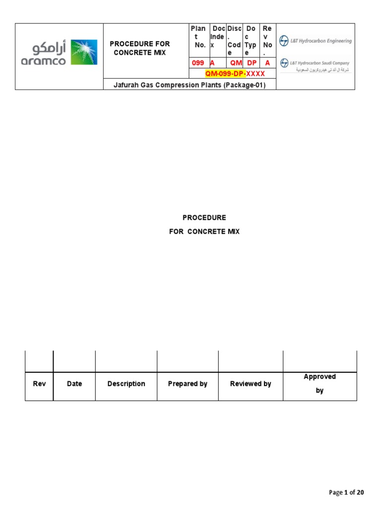 QM-099-DP-xxxx Procedure For Forms Rebars and Concrete Works Rev. 01 ...
