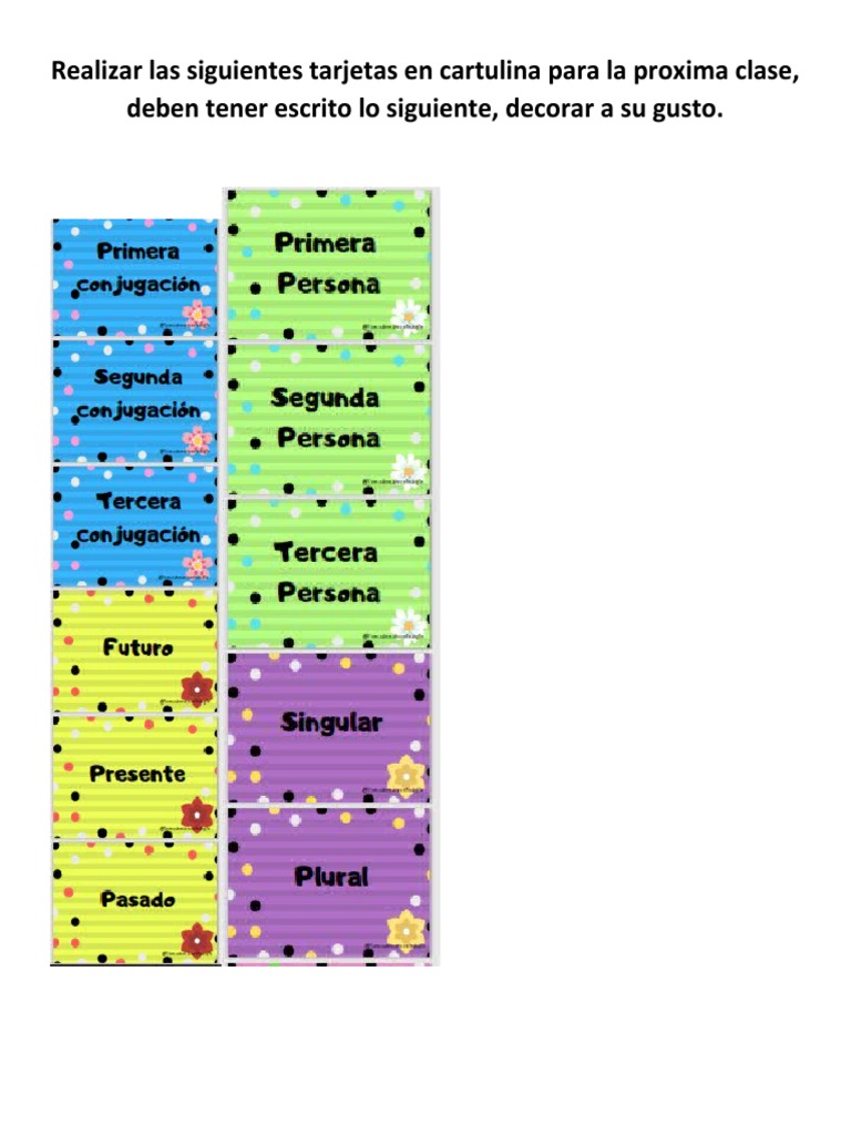 Tarjetas de Verbos | PDF