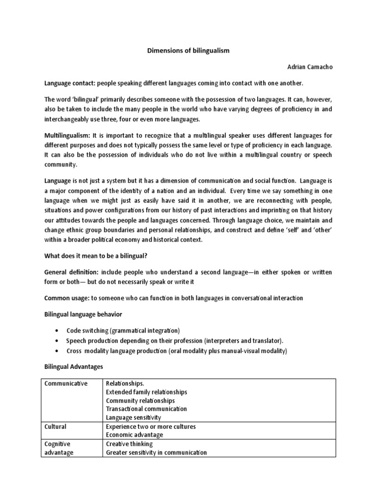 Dimensions of Bilingualism: Understanding the Complexities of Speaking ...
