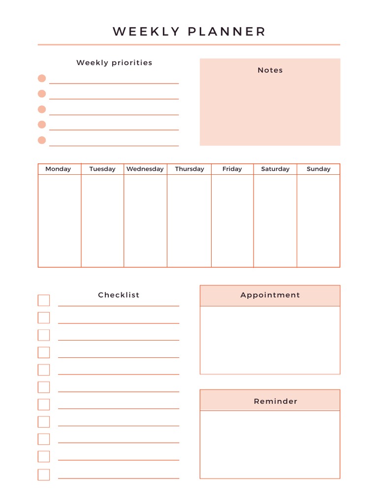 Minimalist Weekly Planner PDF | PDF