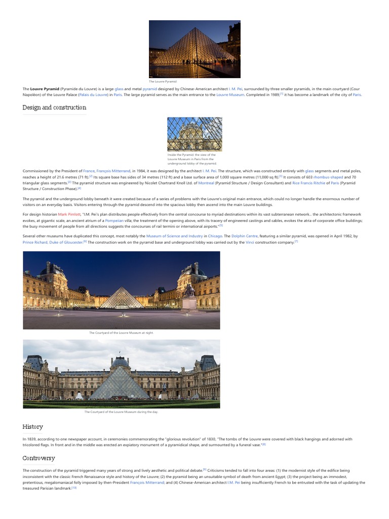 (WIKI) Louvre Pyramid - Wikipedia | PDF