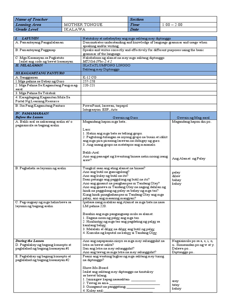 Cot - DLP - MTB 2 by Teacher Jelyn M. Habana | PDF