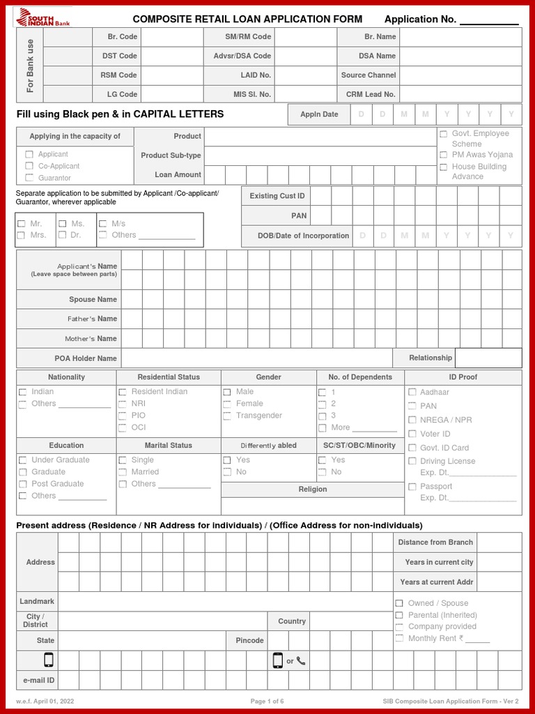 Loan Application Form - Revised | PDF | Banks | Loans