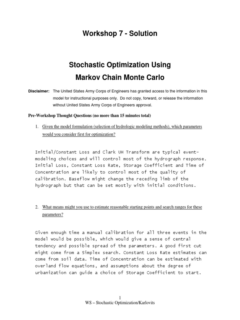 WS7 Markhov Chain Monte Carlo Optimization | PDF | Variance ...