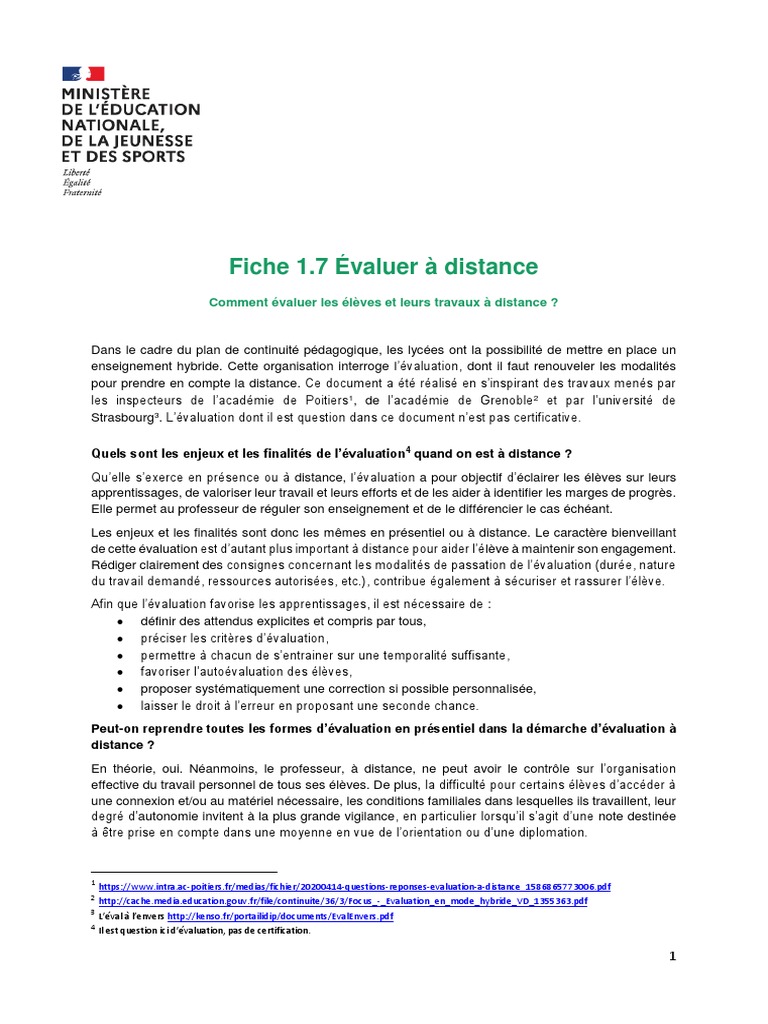 Fiche1.7-Evaluer A Distance | PDF | Pédagogie