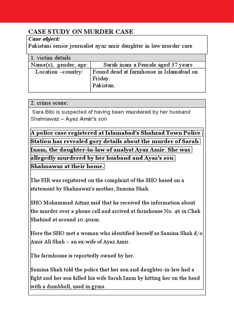 Case Study On Murder Case | PDF | Police | Misconduct