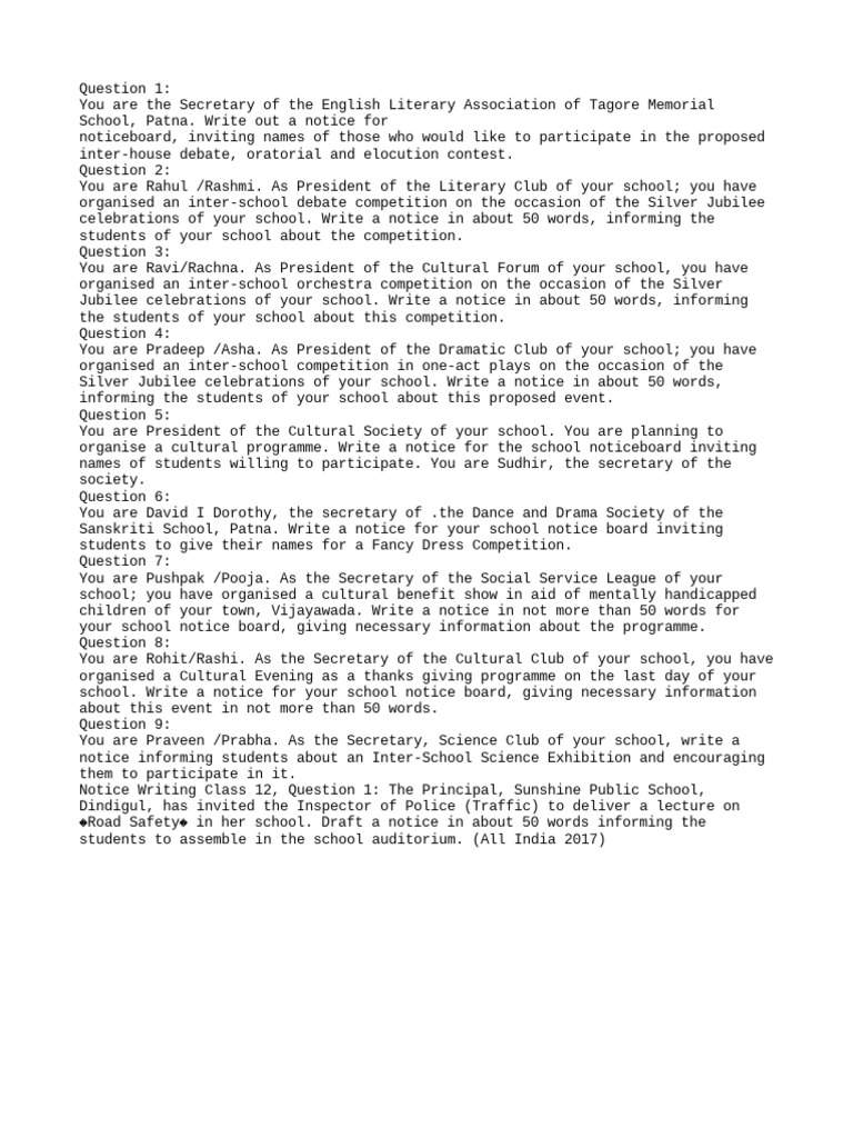 Notice Questions | PDF