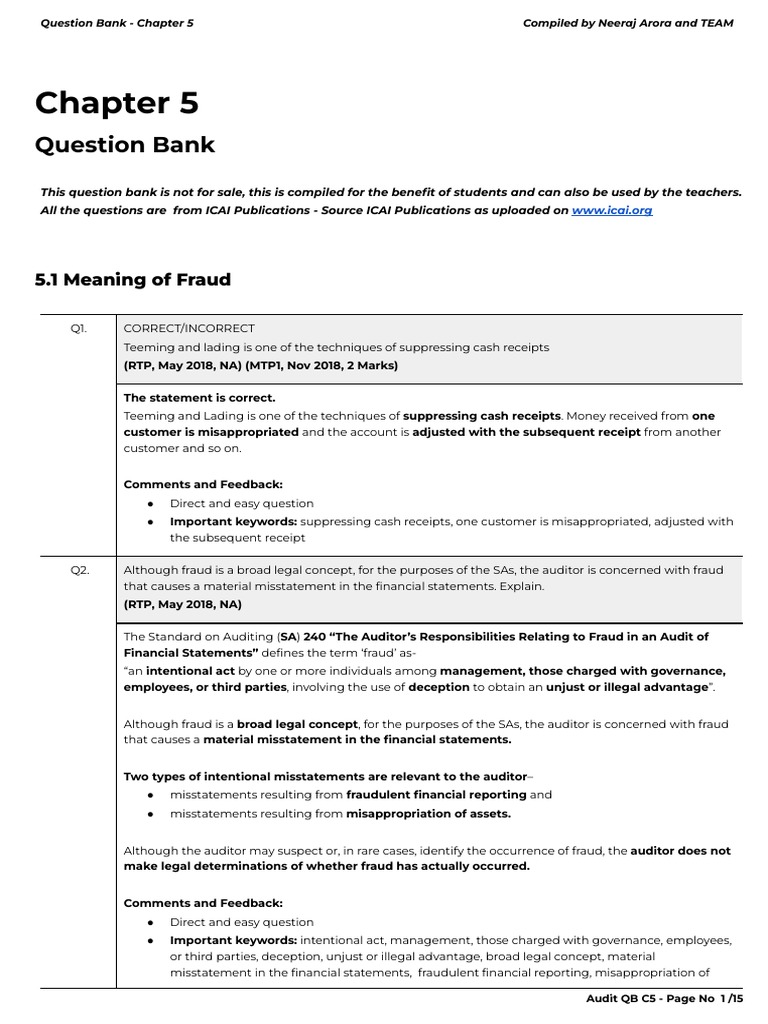 C5 Audit Question Bank | PDF