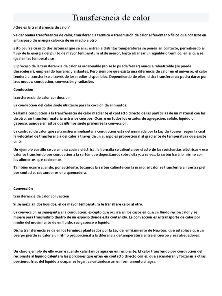 Transferencia de Calor | PDF | Transferencia de calor | Conduccion termica