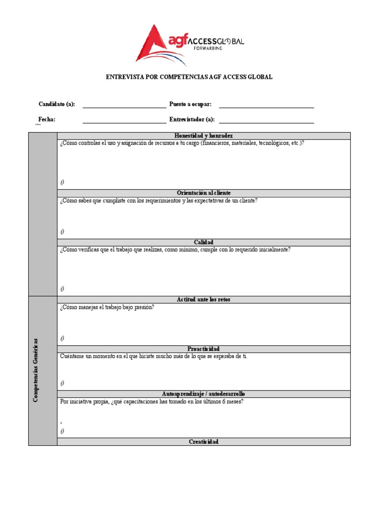 Entrevista Competencias AGF Access | PDF | Business | Economias