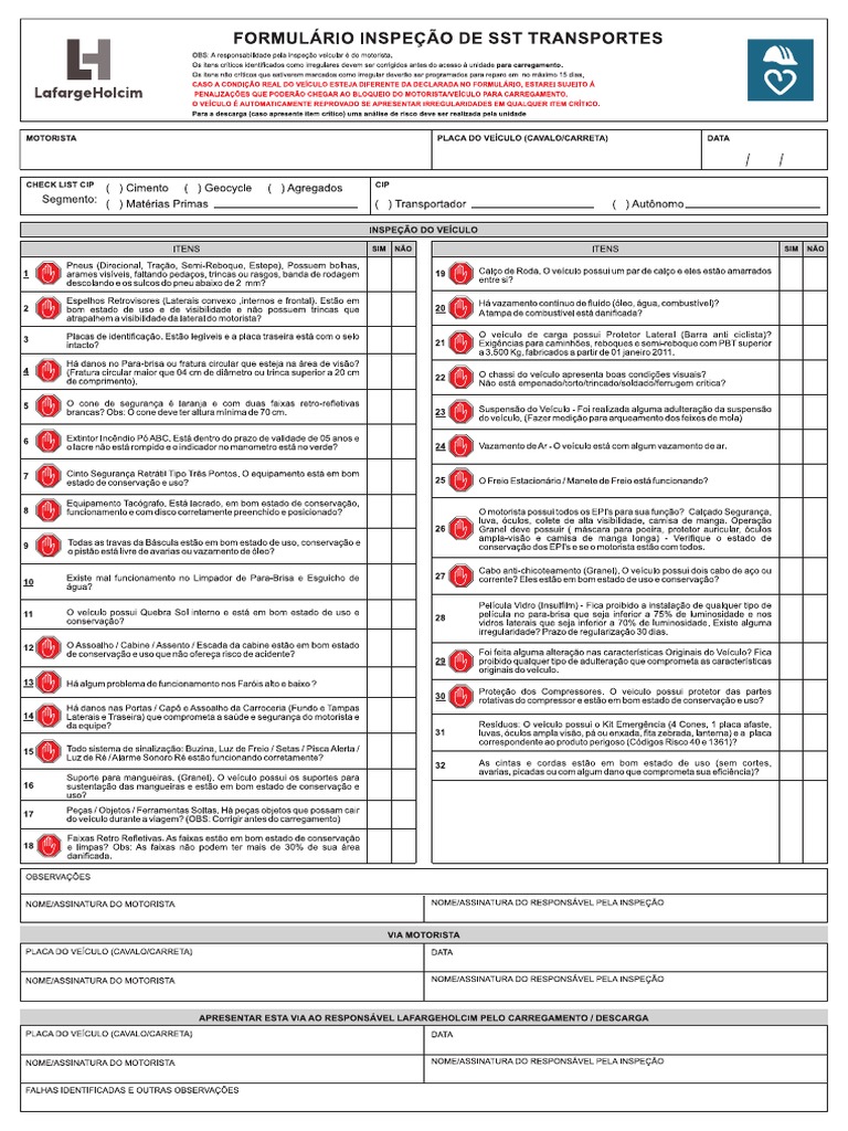 Anexo 01 - Formulario Inspecao CIP | PDF