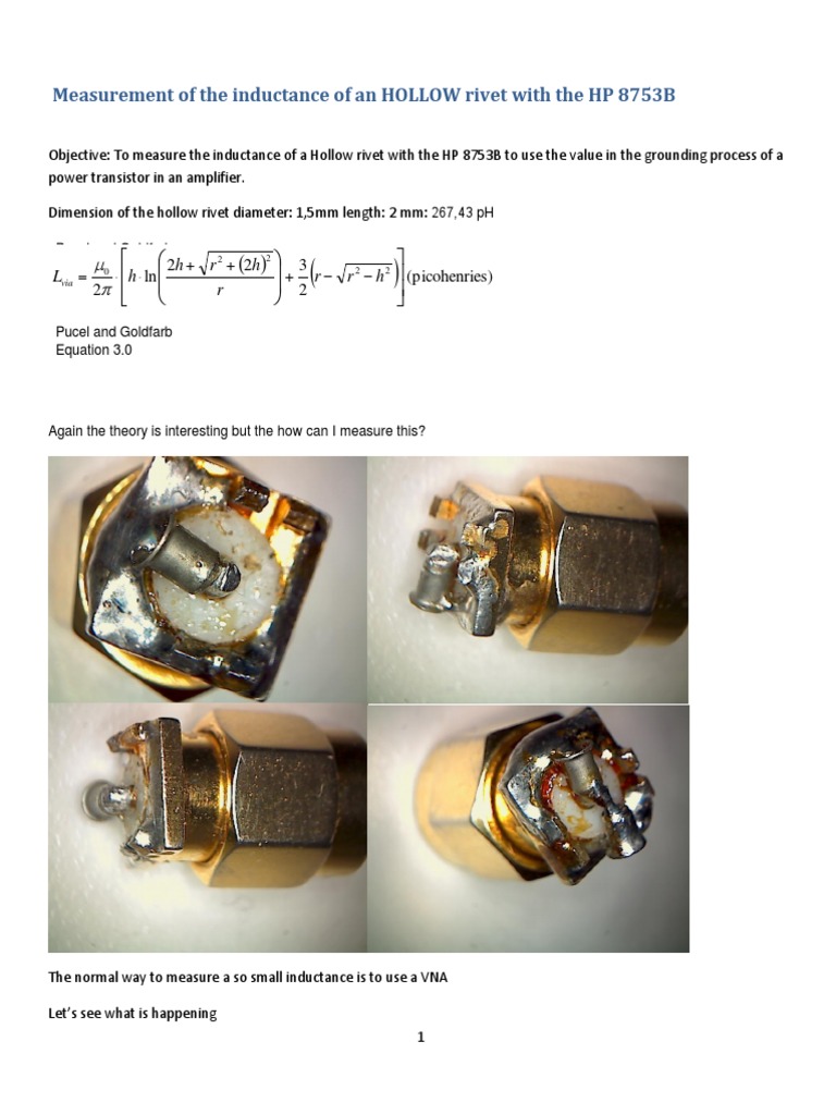 Measurement of The Inductance of An HOLLOW Rivet With The HP 8753B ...