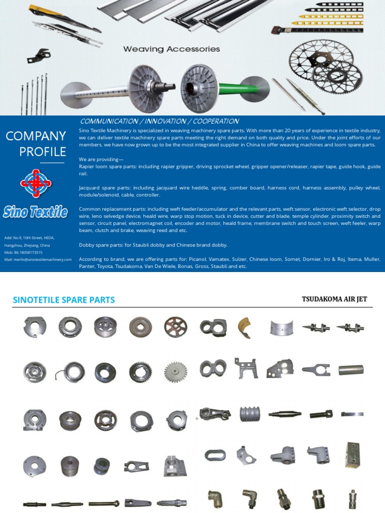 Weaving Loom Parts Catalogue Tsudakoma Air Jet Spa | PDF | Technology ...