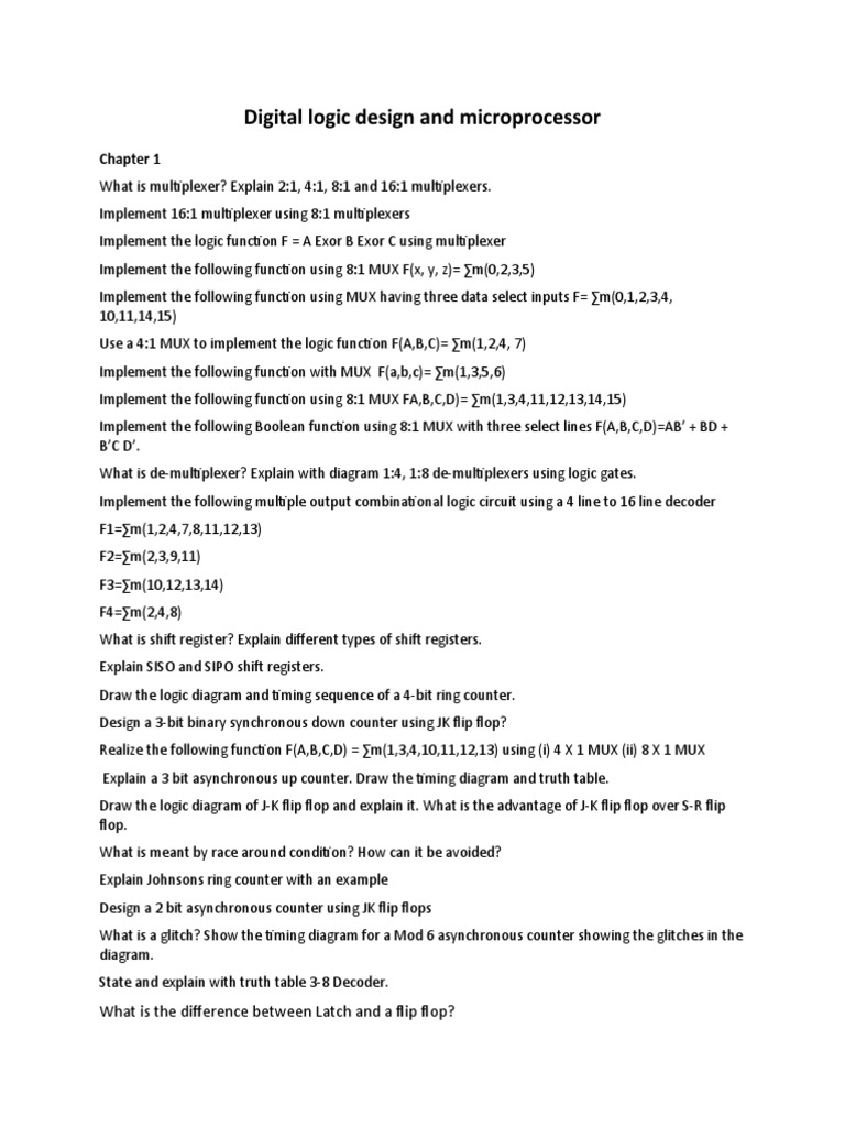 Digital Logic Design and Microprocessor 2 | PDF | Logic Gate ...