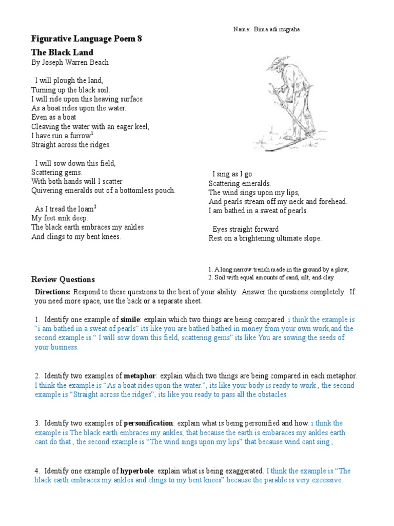 FIGURATIVE LANGUAGE WORKSHEET Bima Adi Nugraha | PDF