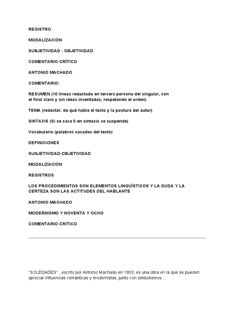 Análisis de "Soledades" de Machado | PDF | Poesía | Sílaba
