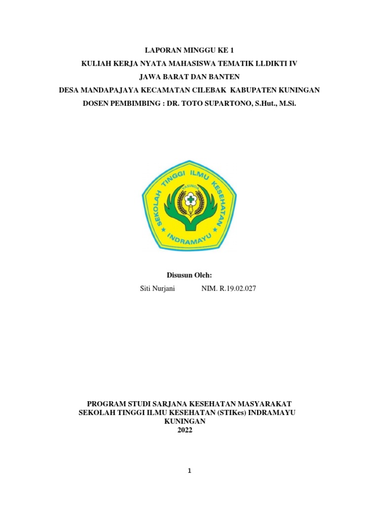 Lap KKNT Mandiri Minggu 1 Siti Nurjani Stikes Indramayu | PDF