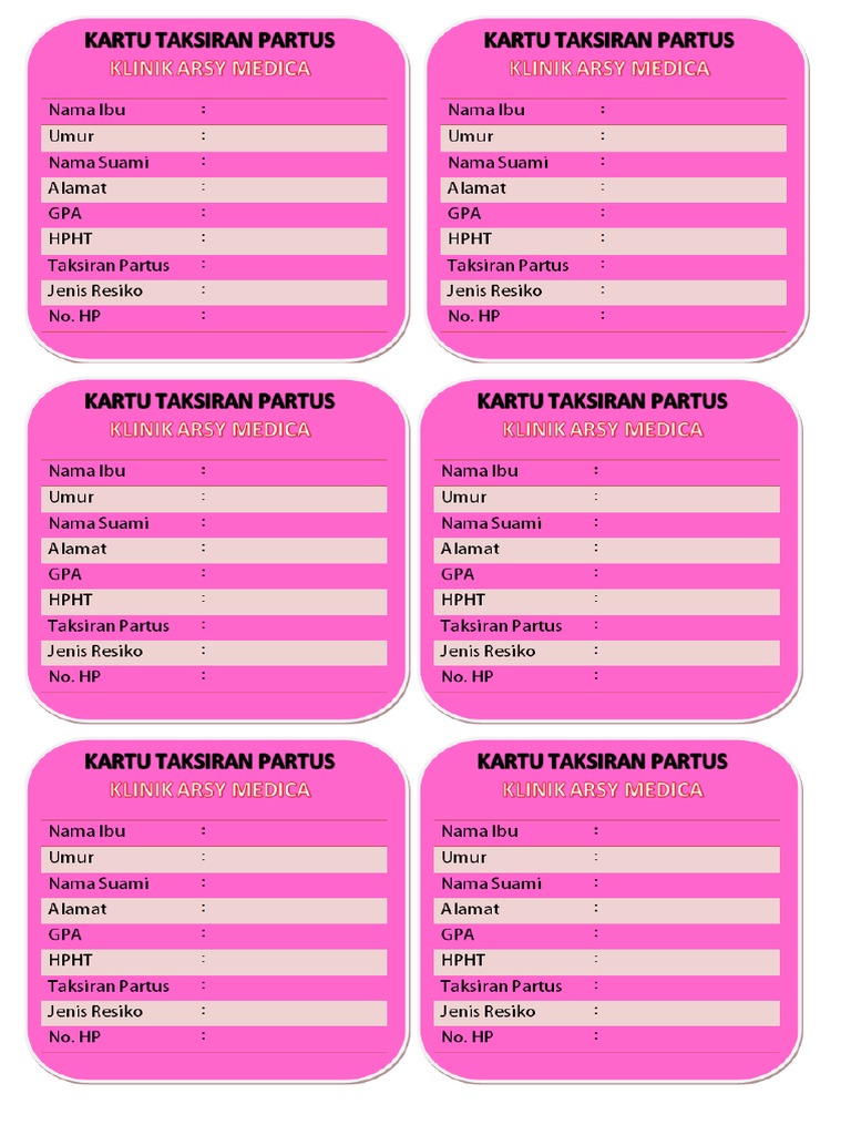 Kartu Taksiran Partus | PDF