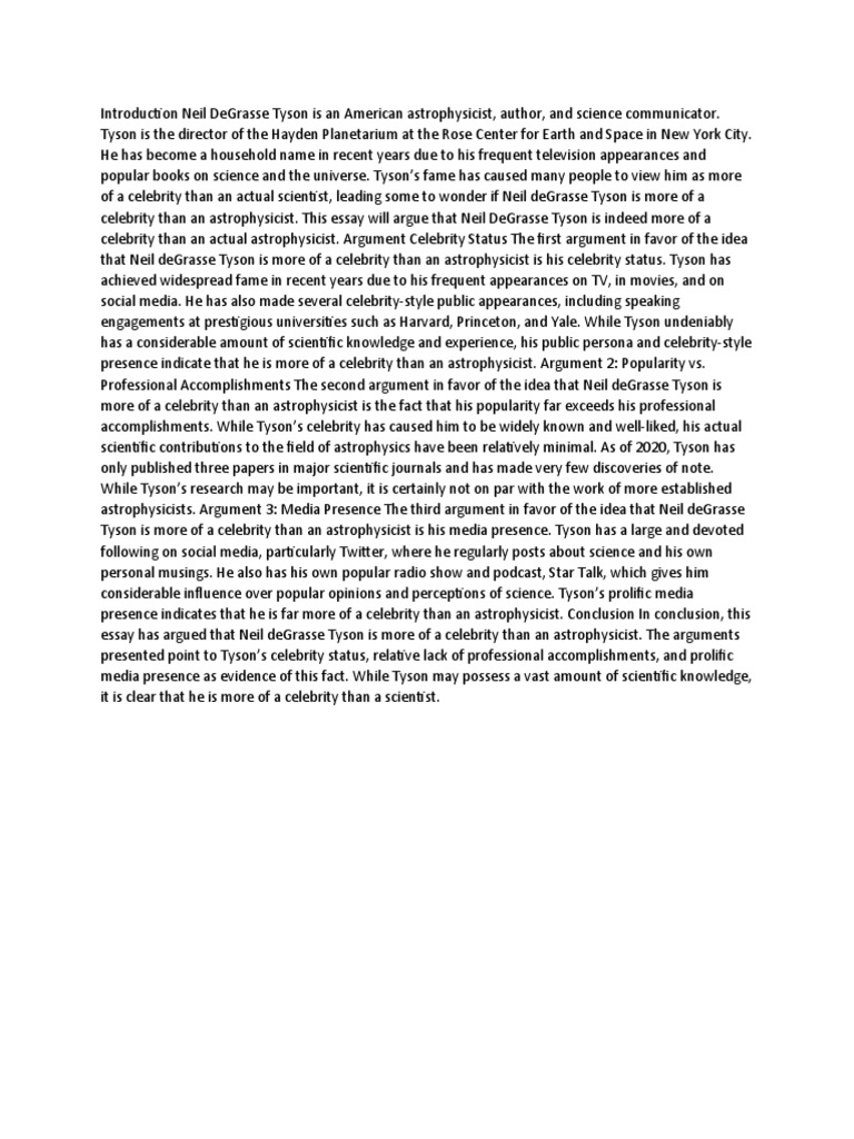 Introduction Neil DeGrasse Tyson Is An American Astrophysicist | PDF ...
