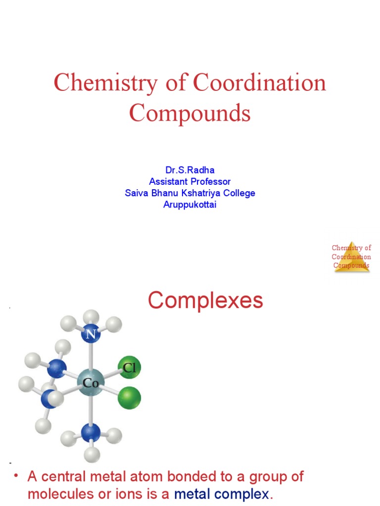 Chemistry Of Coordination Complexes Pdf Coordination Complex Ligand