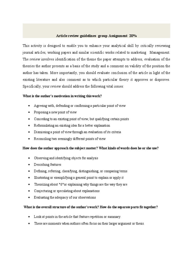 Guidelines for Writing Article Reviews | PDF | Theory | Data