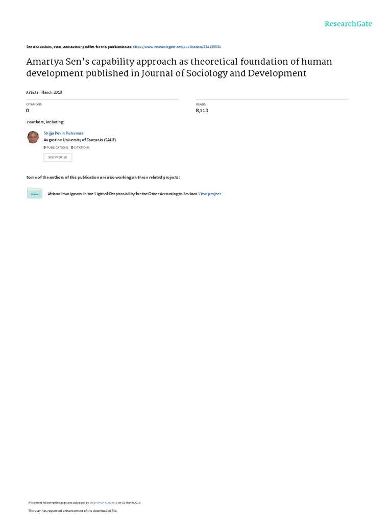 Amartya Sen's Capability Approach As Theoretical Foundation of Human ...