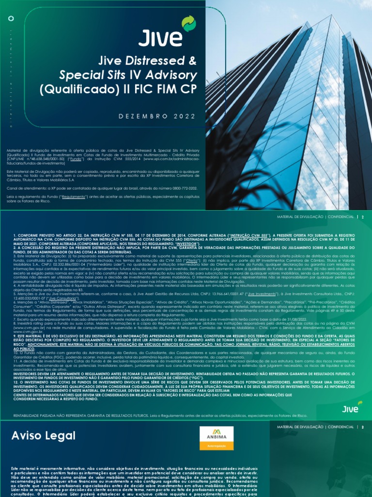 MAT PUBL Jive Distressed Special Sits IV - 021222 - V XP Qualificados II | PDF | Investimentos ...