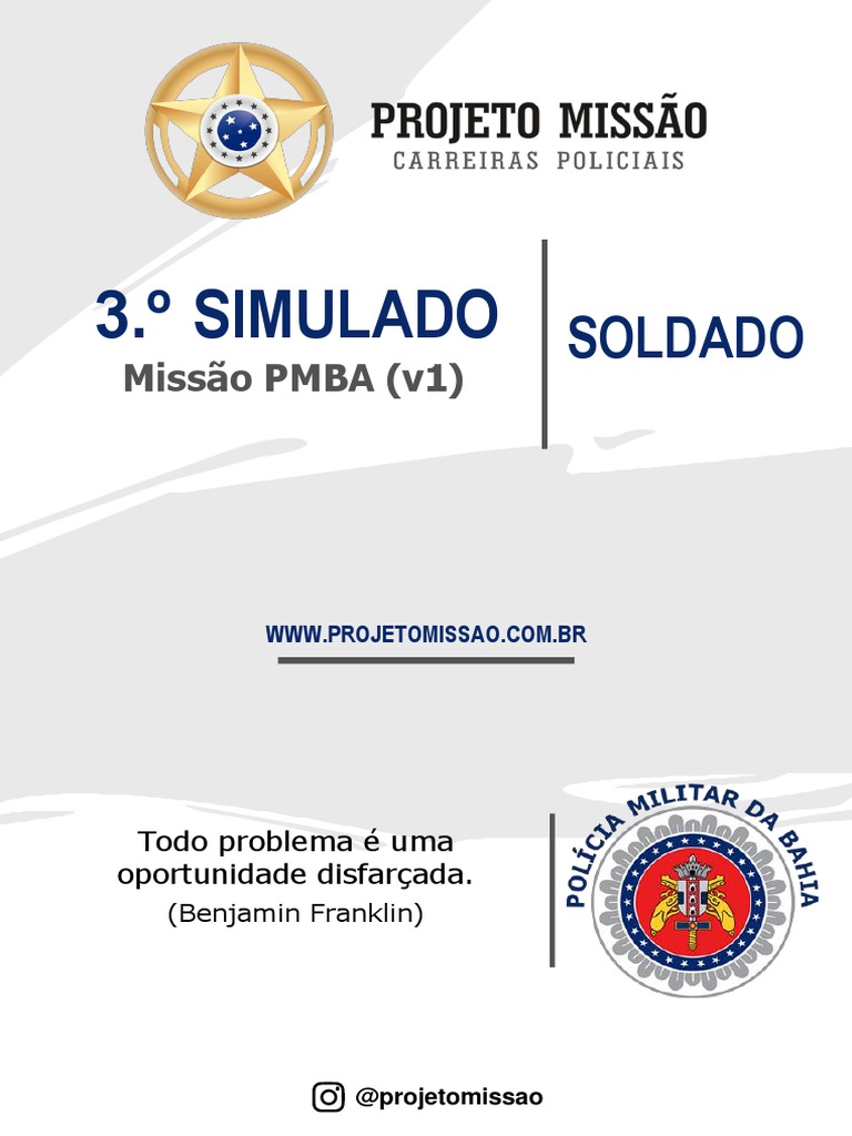 03 Simulado Missao Pmba v1 Soldado | PDF | Brasil | Dom Quixote