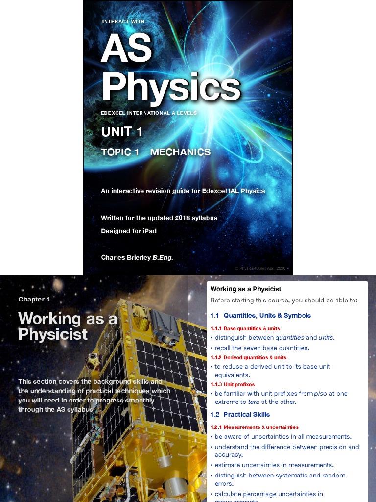 Edexcel IAL As Physics Revision Guide Unit 1A | PDF | Velocity | Force