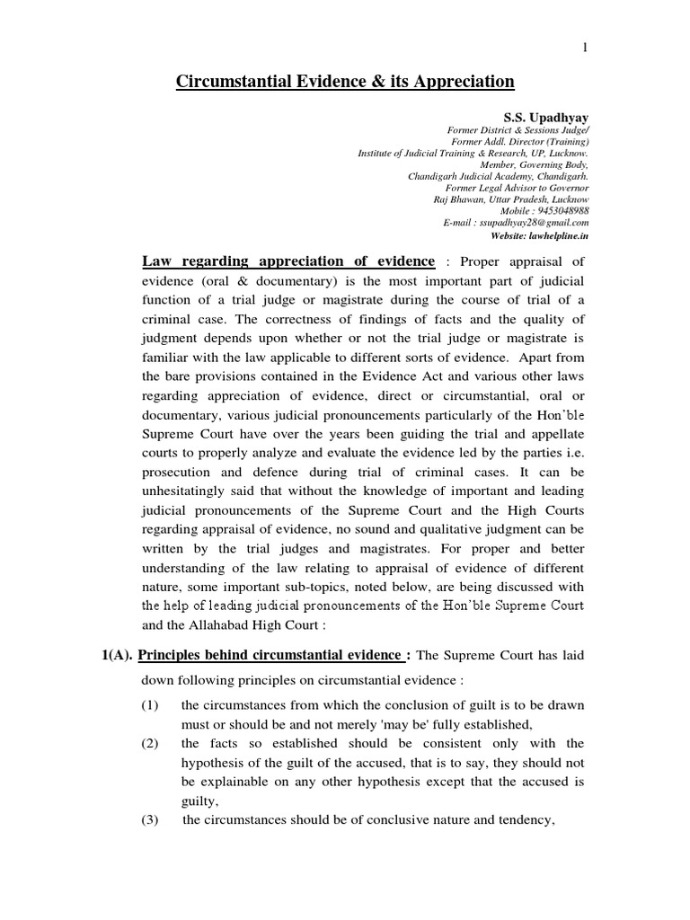 Circumstantial Evidence | PDF | Burden Of Proof (Law) | Judgment (Law)