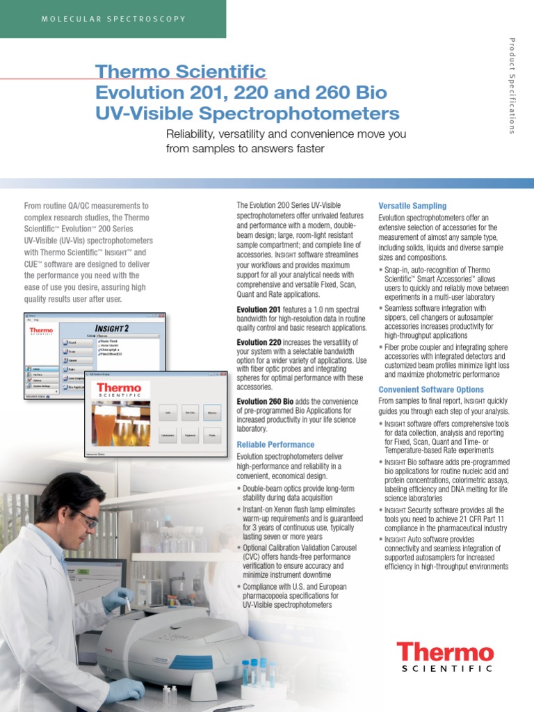 Evolution 200 Serie | PDF | Spectrophotometry | Ultraviolet–Visible ...